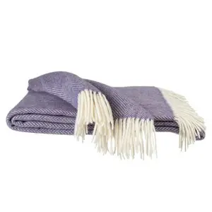 PRINCE OF SCOTS Southampton Home Merino Wool Herringbone Throw Lavender
