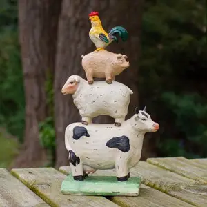 NORTHLIGHT 11.5" Stacked Farm Animals Outdoor Garden Statue