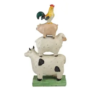 NORTHLIGHT 11.5" Stacked Farm Animals Outdoor Garden Statue