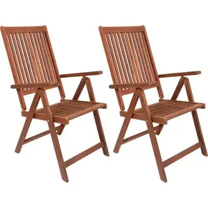 NORTHLIGHT Set Of 2 Acacia Folding Chairs Outdoor Patio Furniture 42 - Brown