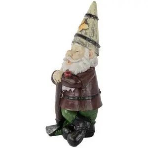 NORTHLIGHT Gnome With Butterfly And Ladybug Outdoor Garden Statue15.25