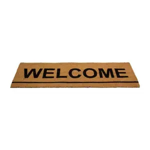 NORTHLIGHT Natural Coir Outdoor Rectangular "welcome" Doormat 16" X 48