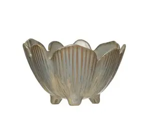 STORIED HOME Flower Bowl With Reactive Glaze