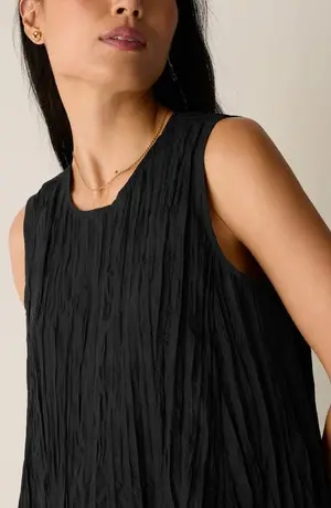 Eileen Fisher Sleeveless Silk A-line Dress - Black