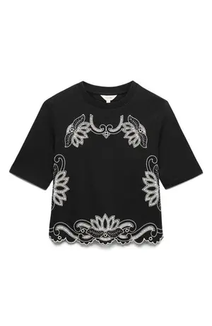 PER UNA BY M&S Cutwork Jersey T-shirt - Black