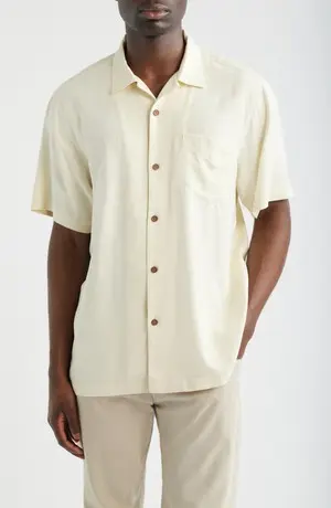 Tommy Bahama Blush Bayou Silk Camp Shirt - Cloud Cream