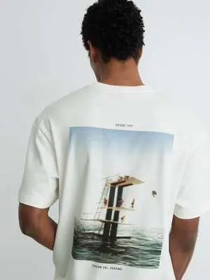 REISS Splash Cotton Dive-print Relaxed-fit T-shirt