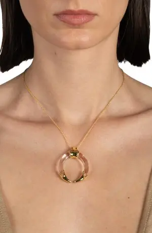Alexis Bittar Gilded Tusk Lucite Pendant Necklace