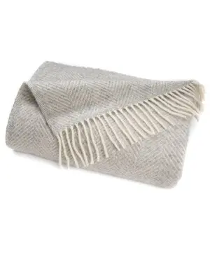 PRINCE OF SCOTS Highland Tweeds Herringbone Pure New Wool Throw - Silver