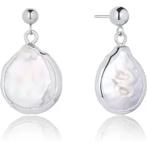 SET & STONES Gracie Pearl Drop Earrings - Silver