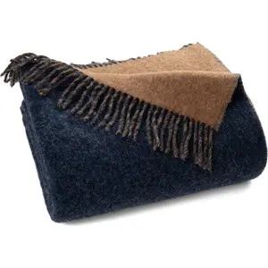 PRINCE OF SCOTS Highland Tweeds Reversible Double Cloth Throw - Charcoal/camel