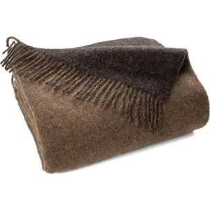 PRINCE OF SCOTS Highland Tweeds Reversible Double Cloth Throw - Mocha/brown