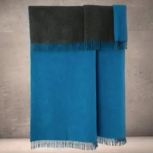 PRINCE OF SCOTS Highland Tweeds Reversible Double Cloth Throw - Sea/green