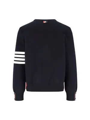 Thom Browne Cotton Sweater With 4-bar Detailing - Blue
