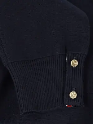 Thom Browne Cotton Sweater With 4-bar Detailing - Blue