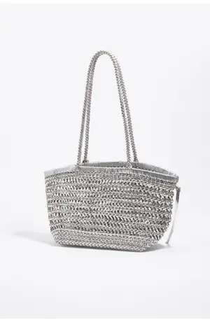 Bimba Y Lola Plaited Leather Shopper Bag - Silver