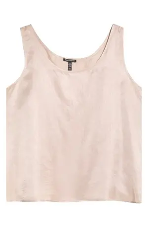 Eileen Fisher Scoop Neck Satin Tank - Wheat
