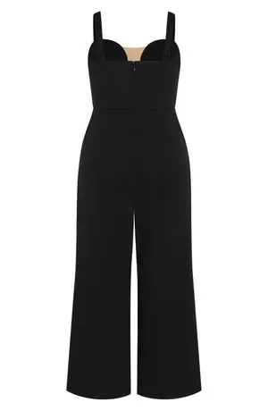 City Chic Wide Leg Plunge Jumpsuit