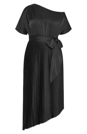 City Chic Payton Pleated One-shoulder Maxi Dress