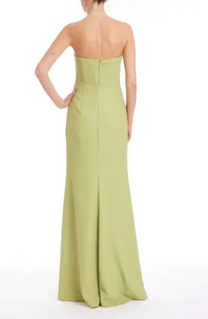 Badgley Mischka Floral Strapless Sheath Gown
