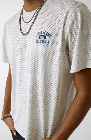 Guess Logo Graphic Mesh T-shirt - White