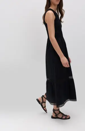 PER UNA BY M&S Sleeveless Cotton Maxi Dress With Lace Trim