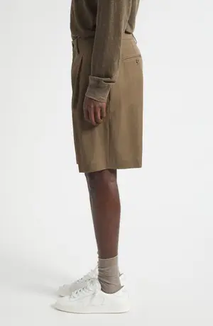 GOLDEN GOOSE Journey Pleated Virgin Wool Bermuda Shorts