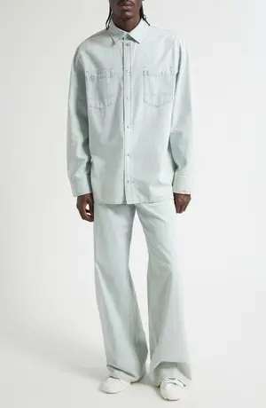 GOLDEN GOOSE Journey Parker Wide Leg Jeans - Light Blue