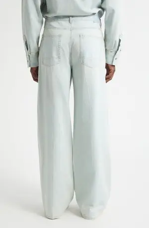 GOLDEN GOOSE Journey Parker Wide Leg Jeans - Light Blue