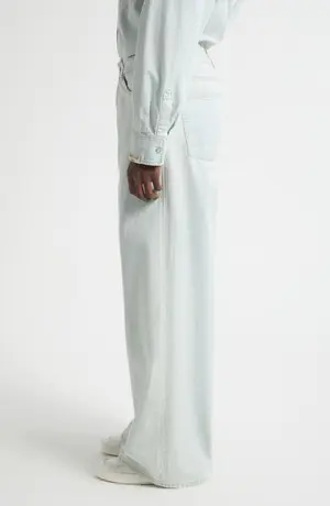 GOLDEN GOOSE Journey Parker Wide Leg Jeans - Light Blue