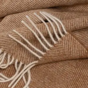 PRINCE OF SCOTS Southampton Home Shetland Lambswool Herringbone Throw - Rust