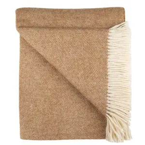 PRINCE OF SCOTS Southampton Home Shetland Lambswool Herringbone Throw - Rust