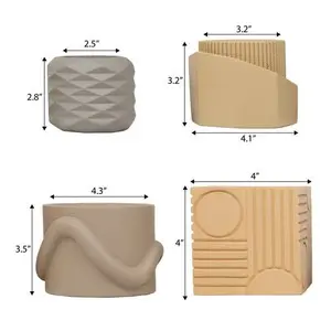 JONATHAN Y Romy Modern Minimalist Handmade Concrete Geometric Planter Set With Drainage Holes