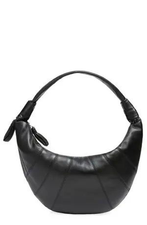 LEMAIRE Fortune Croissant Leather Shoulder Bag - Black