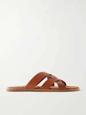 Mr P. Leather Crossover Sandals - Brown