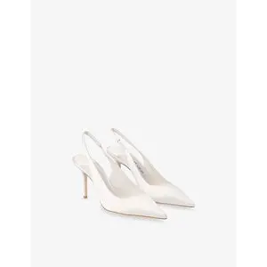JIMMY CHOO Love Slingback 85 Satin Heels - Ivory
