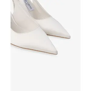 JIMMY CHOO Love Slingback 85 Satin Heels - Ivory