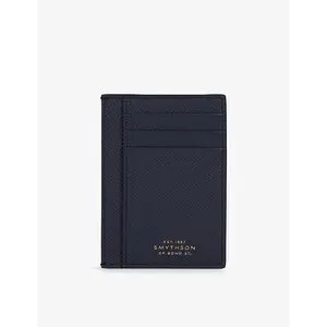 Smythson Panama Leather Card Holder - Navy