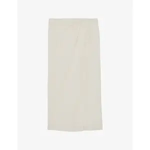 REISS Cotton-blend Maxi Wrap Skirt - Neutral