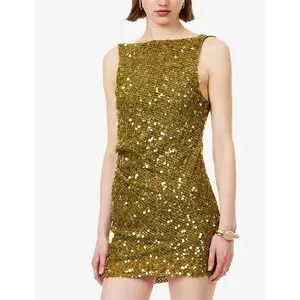 Bec & Bridge Cabine Boatneck Sequin Woven Mini Dress