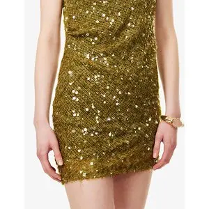 Bec & Bridge Cabine Boatneck Sequin Woven Mini Dress