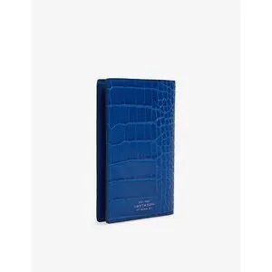 Smythson Mara Textured-leather Passport Holder - Cerulean