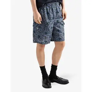 Prada Floral-print Re-nylon Swim Shorts - Grey