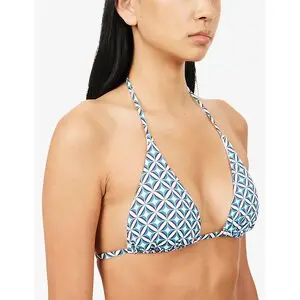 Max Mara Boabab Printed Bikini Top - Turquoise