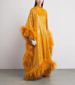 TALLER MARMO Sequin Tulle Casta Diva Opulence Gown - Orange