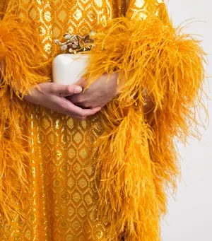 TALLER MARMO Sequin Tulle Casta Diva Opulence Gown - Orange