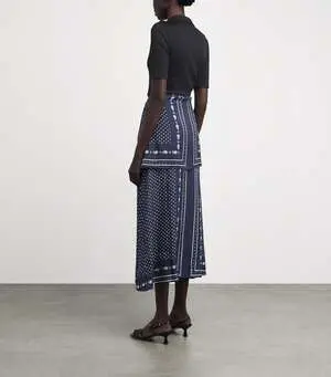 Maje Printed Layered Midi Dress - Blue