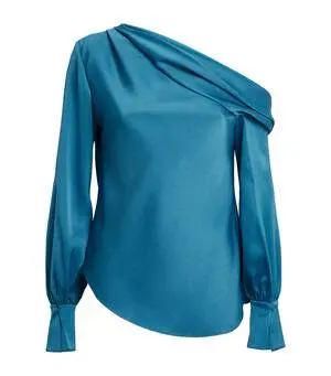 Simkhai Satin One-shoulder Top - Blue