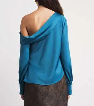 Simkhai Satin One-shoulder Top - Blue