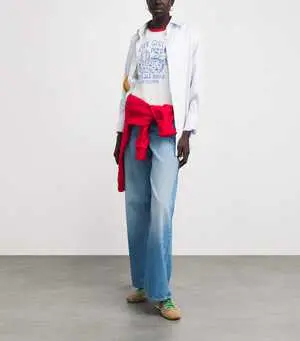 MOTHER The Rerun Zip Sneak Wide-leg Jeans - Blue
